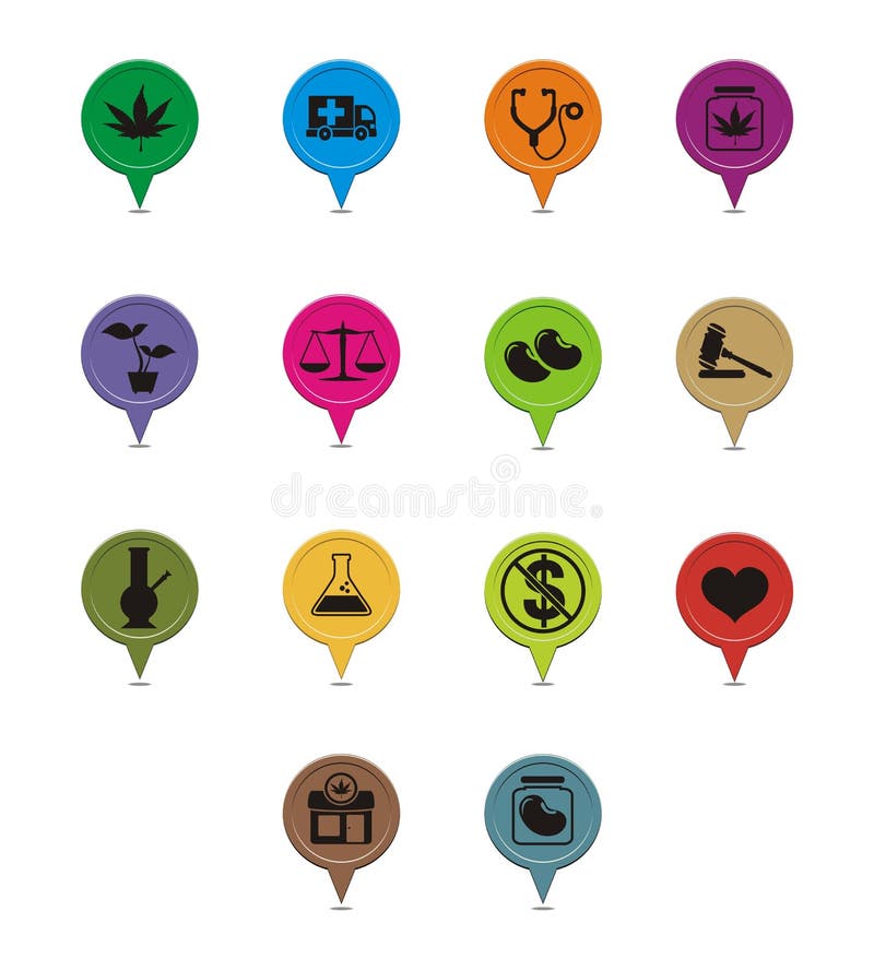 Set of Medicinal Marijuana Pointer Stock Illustration - Illustration of ...