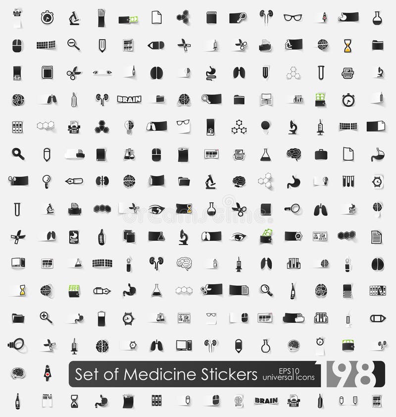 Set of medicine stickers stock vector. Illustration of hospital - 79186598