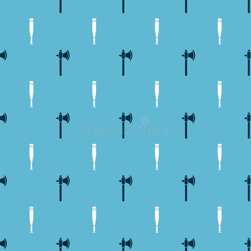 Set Medieval Axe and Baseball Bat on Seamless Pattern. Vector Stock ...