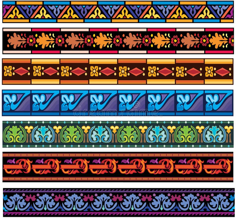 Set of Medieval European Band Patterns Stock Vector - Illustration of ...