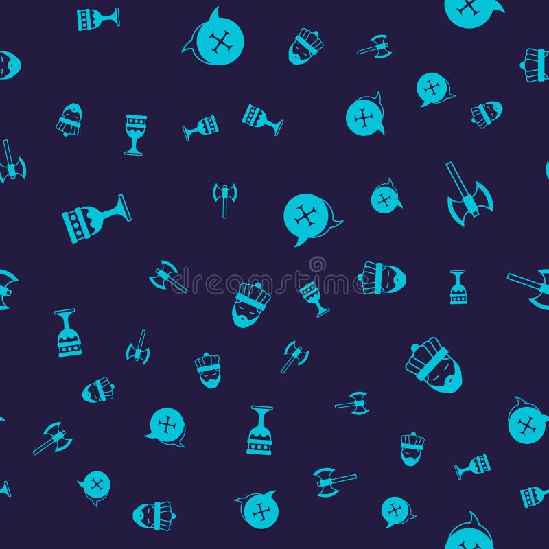 Set Medieval Goblet, Poleaxe, Crusade and King with Crown on Seamless ...