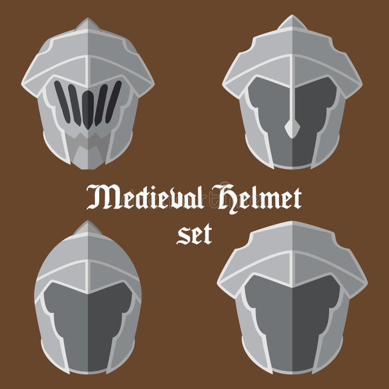 Set of Medieval Helmets Icons Vector Stock Vector - Illustration of ...