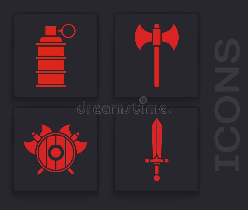 Set Hand Grenade, Crossed Medieval Sword and Aviation Bomb on Seamless ...