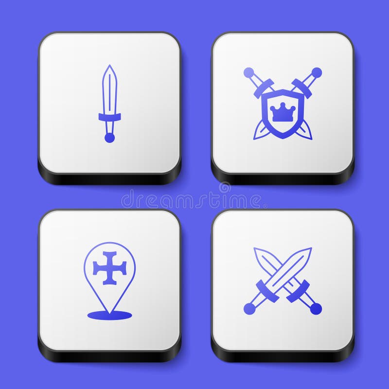 Set Medieval Sword, Shield with Swords, Crusade and Crossed Medieval ...