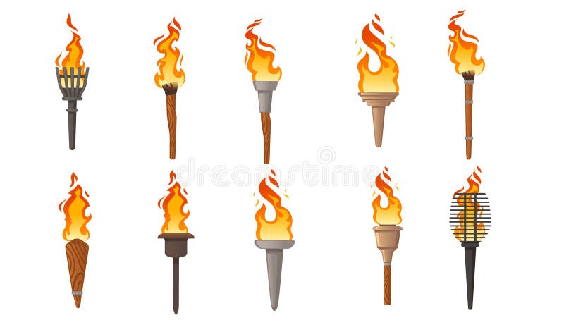 Medieval Torch Light Vector Illustration Isolated on White Background ...