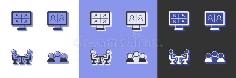 Set Meeting, Video Chat Conference, and Icon. Vector Stock Vector ...