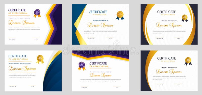 Set of 6 Mega Collection Diploma Certificate Template for Achievement ...