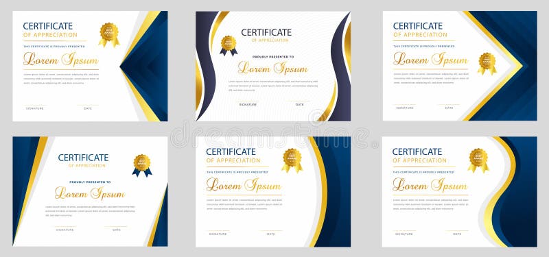Set of 6 Mega Collection Diploma Certificate Template for Achievement ...