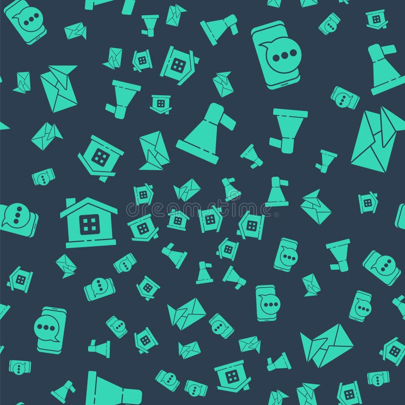 Set Megaphone, Chat Messages Notification on Phone, House and Envelope ...