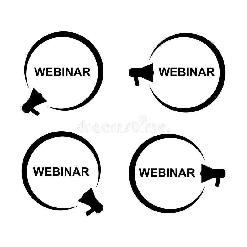 Set of Megaphone Sign with Text Webinar. Announcement of the Webinar ...
