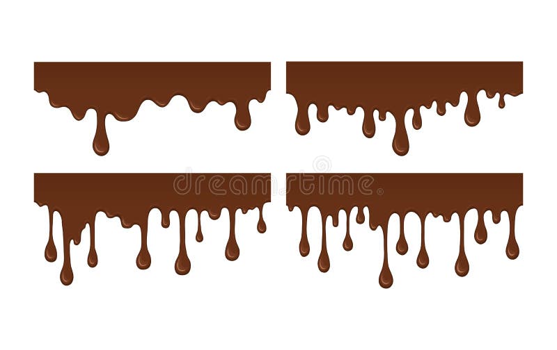 Set Of Melted Chocolate Drip. Stock Vector - Illustration of melt, food ...