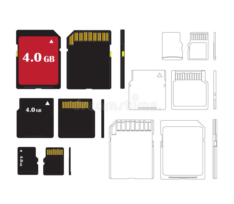 Set of memory cards stock vector. Illustration of photograph - 12442496