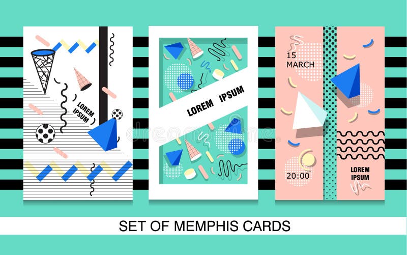 Set Memphis Cards/ Retro Style Texture, Pattern and Geometric Elements ...
