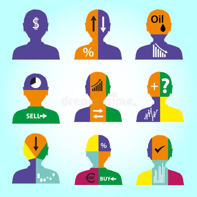 Set of Men Head Simple Avatar Icons with Color Infographics Eps10 Stock ...