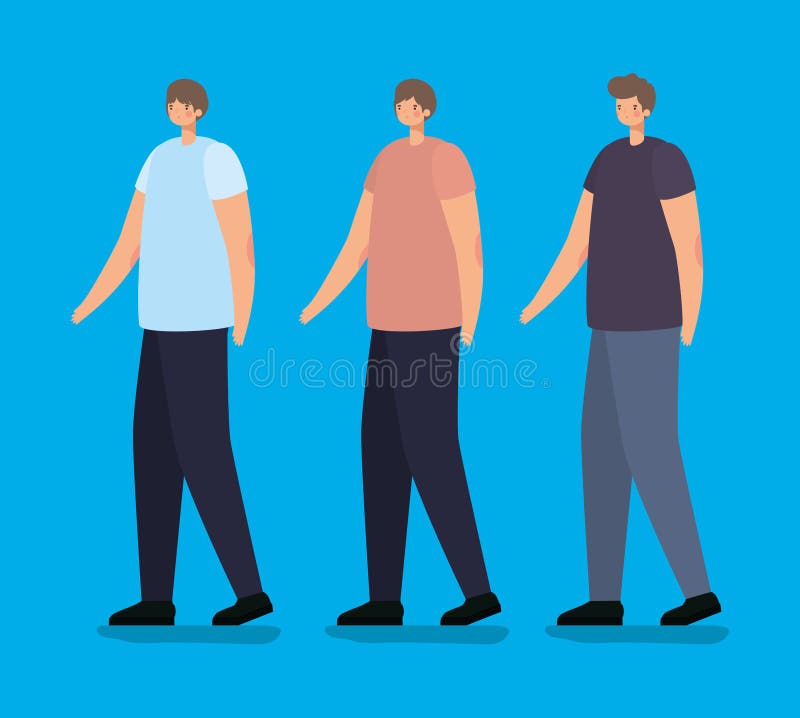 Set of Men Icons on a Blue Background Stock Vector - Illustration of ...