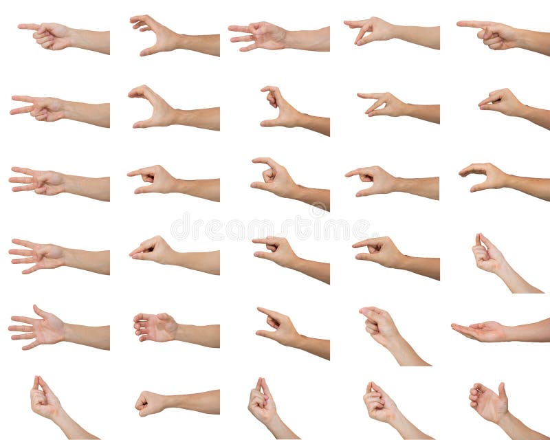 Set of Men Make Various Hand Gestures Isolated on White Background ...