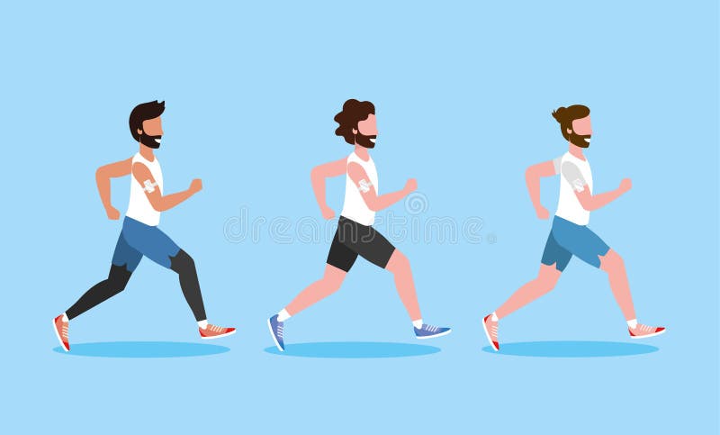 Set Men Running Exercise Activity Stock Vector - Illustration of ...