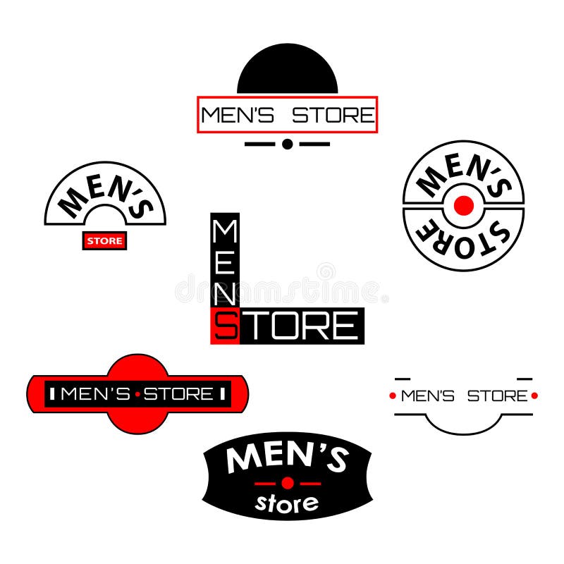 Set of Men S Store Logos and Emblems with Text Stock Vector ...