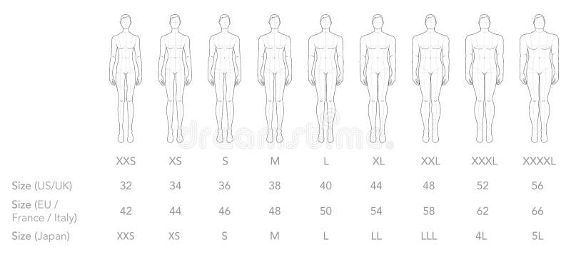 Set Of Men Xxs Xs S M L Xl Xxl Xxxl Xxxxl Sizes And International Sizes