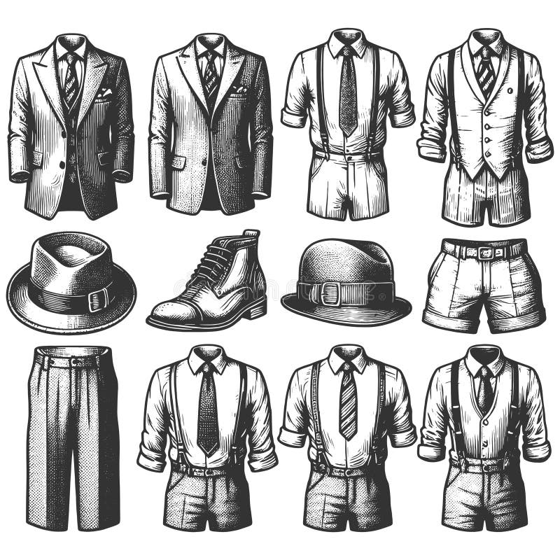 Men Fashion Outfits Illustration Vector Stock Vector Illustration Of