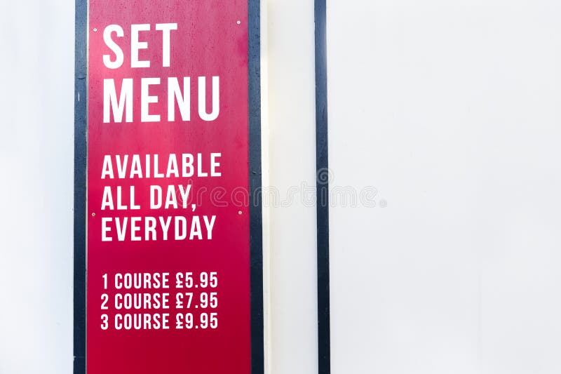 Set Menu All Day Everyday Sign Outside Restaurant Stock Image - Image ...