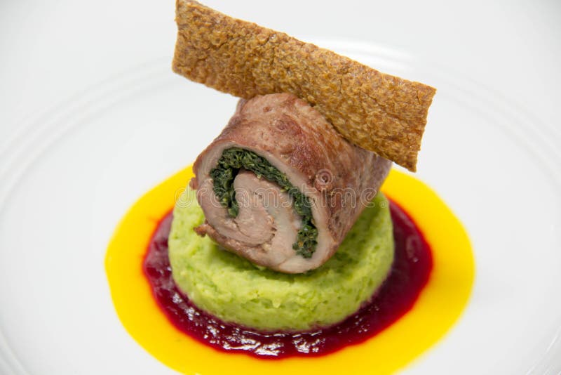 Set Menu with Food on a White Plate Stock Photo - Image of mockup ...