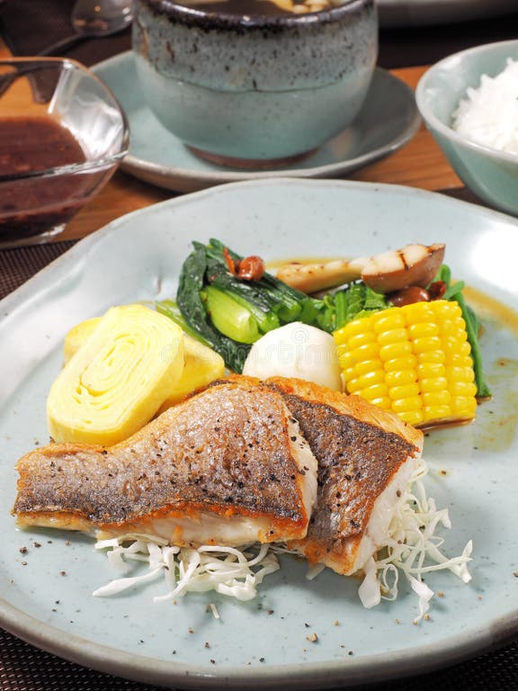Fried fish set menu stock image. Image of flavor, food - 130344575