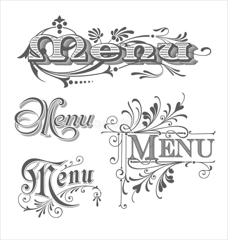 Menu Headlines, Hand Lettering Set (vector) Stock Vector - Illustration ...