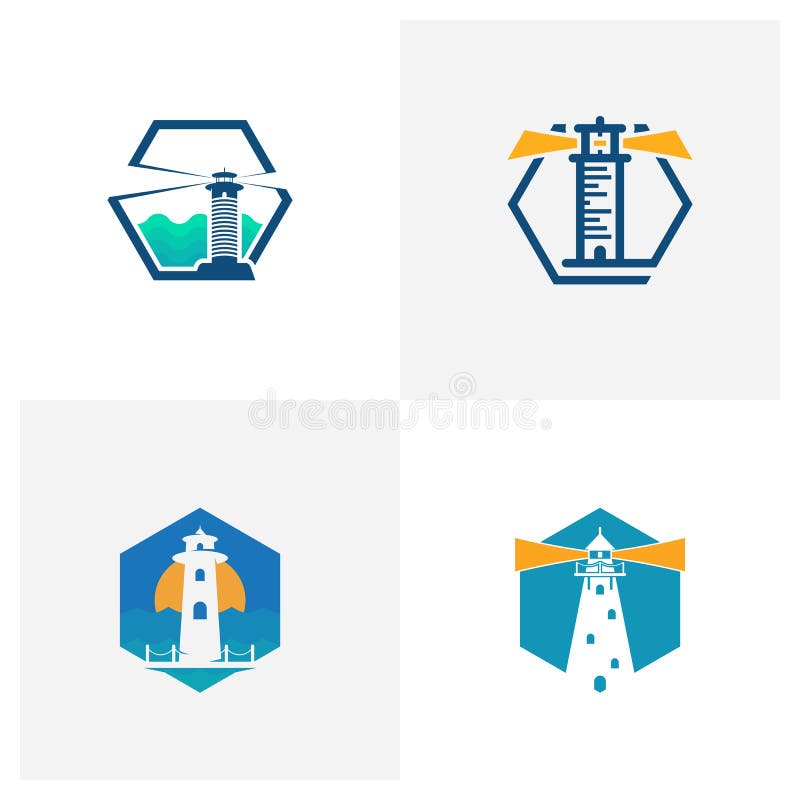 Set of Mercusuar Logo Design Vector Illustration, Creative Mercusuar ...