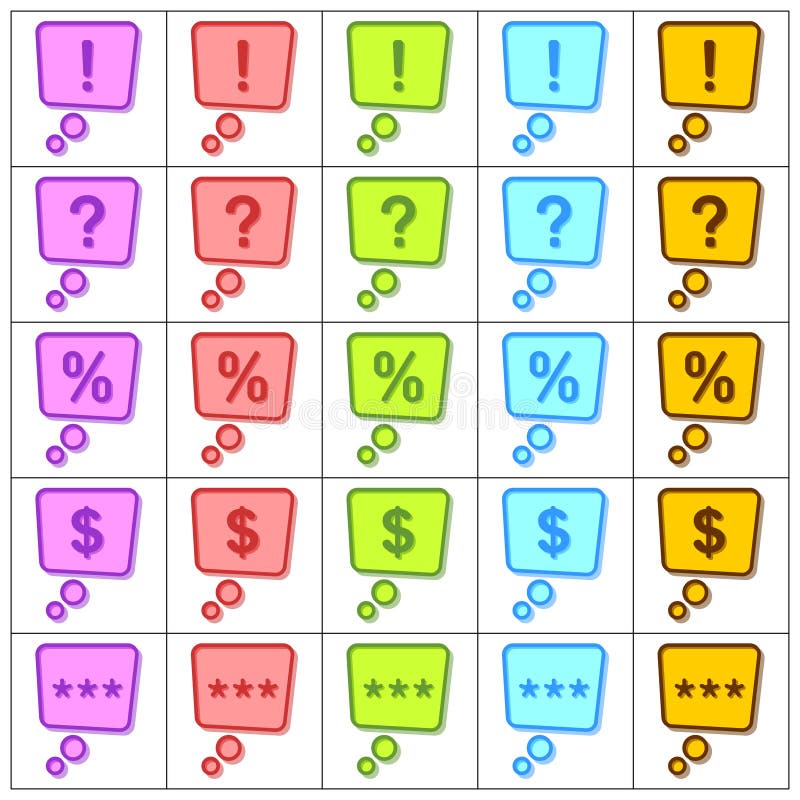 Set of Message Boxes with Exclamation, Interrogative, Percentage ...