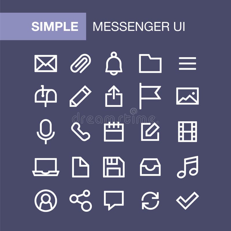 Set of Messenger Icons for Simple Flat Style Ui Design Stock Vector ...