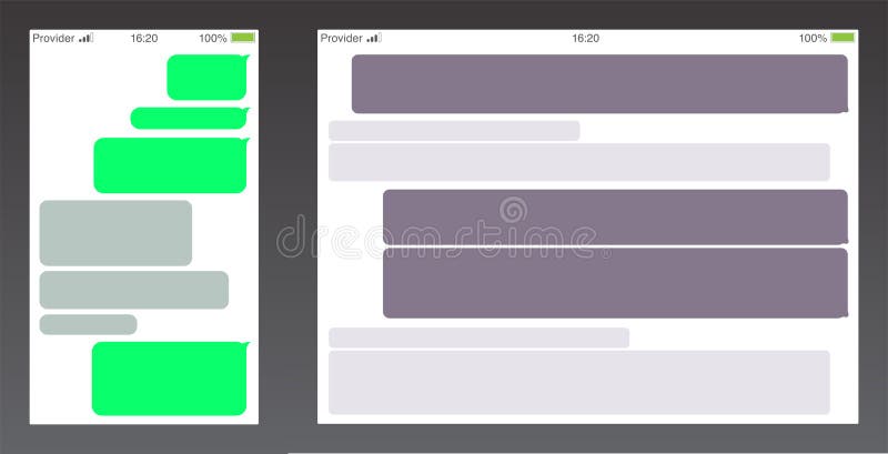 Set of Messenger UI User Interface. Short Message Service Bubbles. Text ...