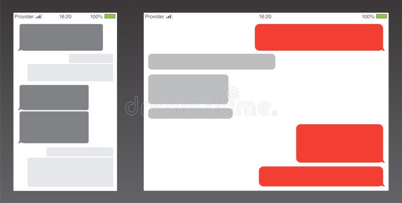 Set of Messenger UI User Interface. Short Message Service Bubbles. Text ...