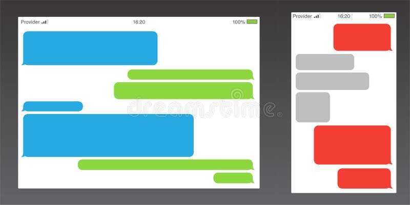 Set of Messenger UI User Interface. Short Message Service Bubbles. Text ...