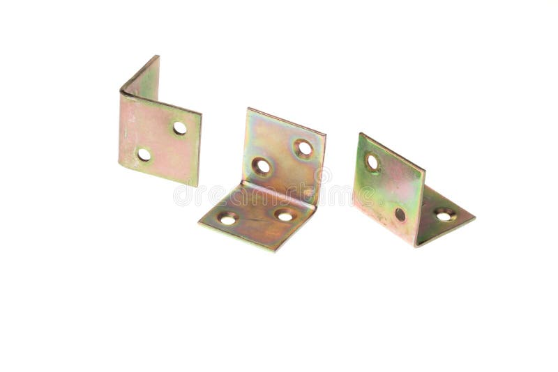 Set of Big Metal 90 Degree Angle Fixating Bracket, Isolated on White ...