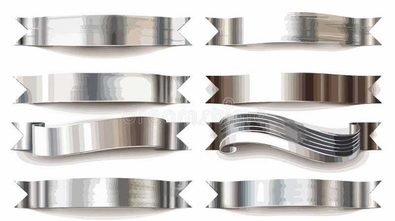Metal Banners Set Isolated for Graphic Design Elements Stock Vector ...