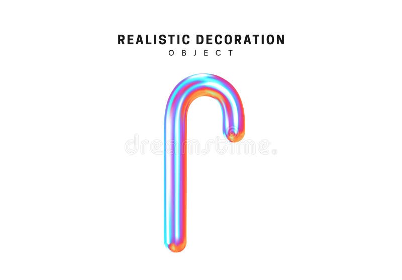 Set Metal Cane. Realistic 3d Shape. Objects with Gradient Holographic ...