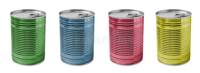 Set of Metal Cans on White Background Stock Photo - Image of collection ...