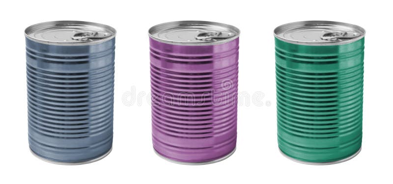 Set of Metal Cans on White Background Stock Photo - Image of mockup ...