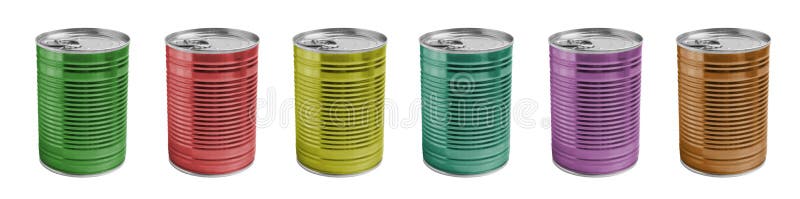 Set of Metal Cans on White Background Stock Photo - Image of isolated ...
