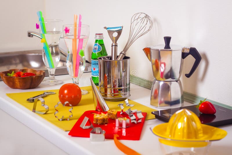 Set of Metal Cutlery for Cooking Stock Image - Image of board, eternal ...