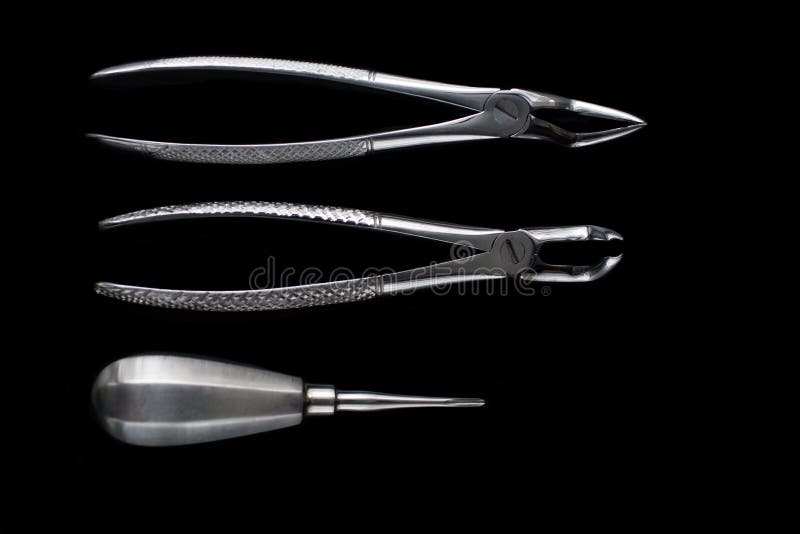 Set of Metal Dental Tools for Tooth Extraction Stock Image - Image of ...
