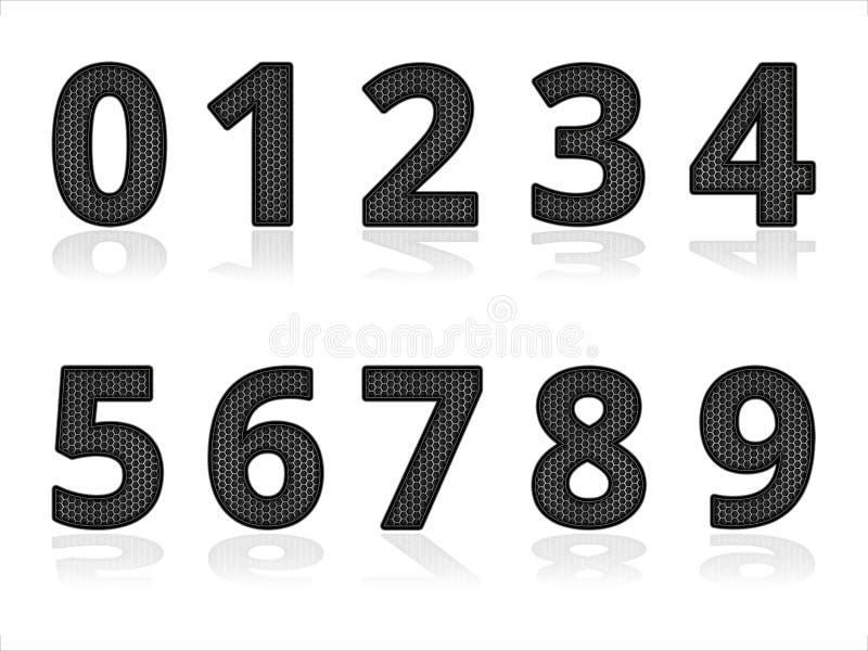 Set of Metal Digital Numbers. Industrial Elements with Shadow Stock ...