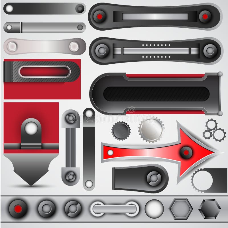 The Set of Metal Elements for Design Stock Vector - Illustration of ...