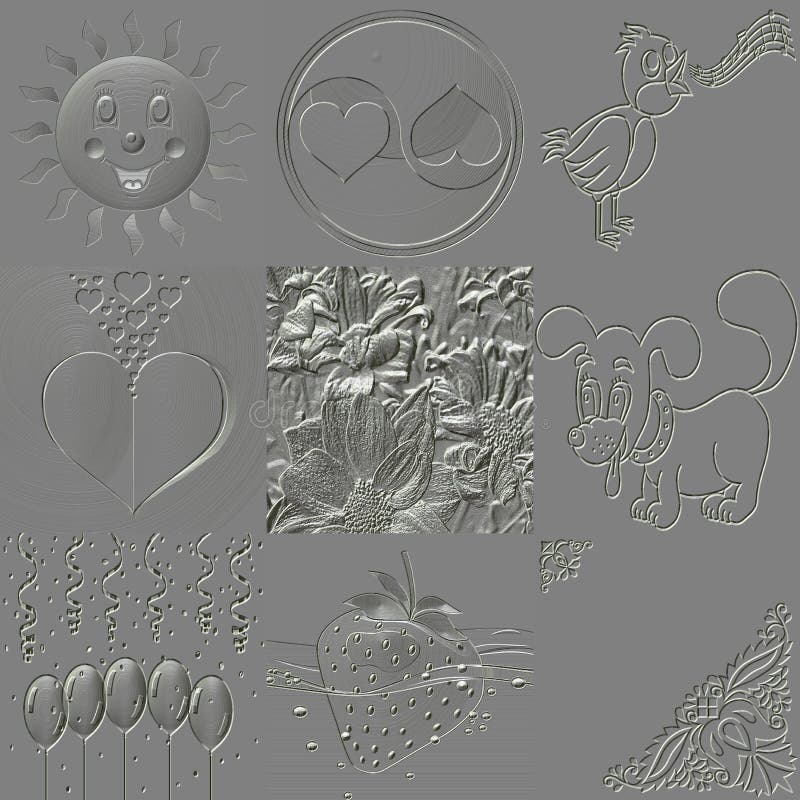 Set Metal Relief Generated Textures Stock Illustrations – 16 Set Metal ...