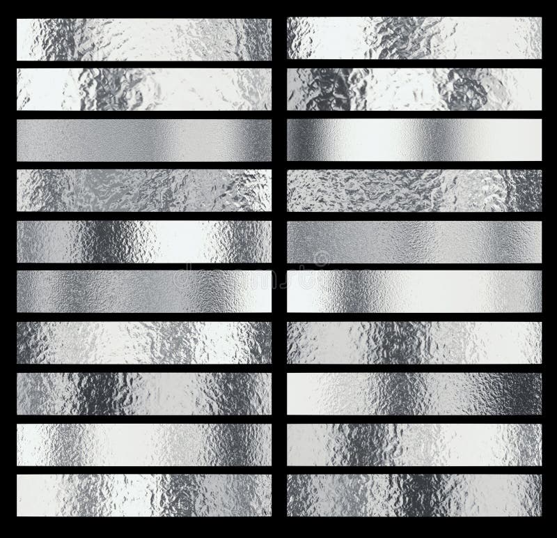 Set of Metal Strips with Different Textures and Shine Stock ...