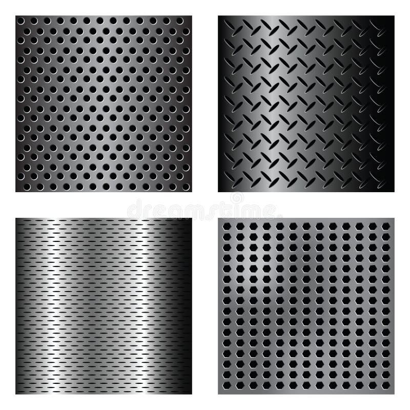 Set of Metal Textures on White Background Isolated Vector Object. EPS ...