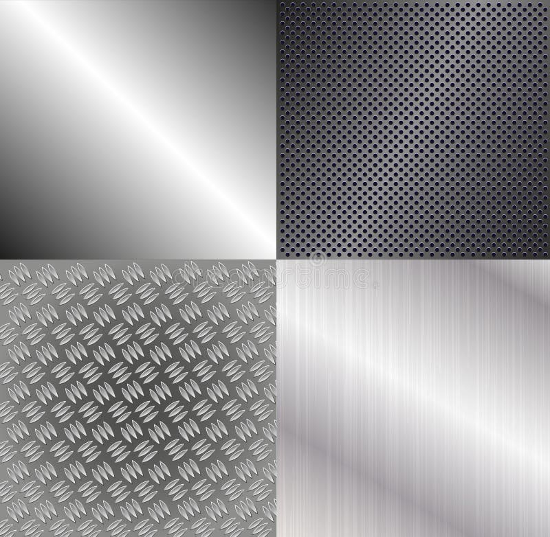 Brushed Metal. Steel Metallic Texture, Polished Chrome and Silver Metals Shine Realistic Vector ...