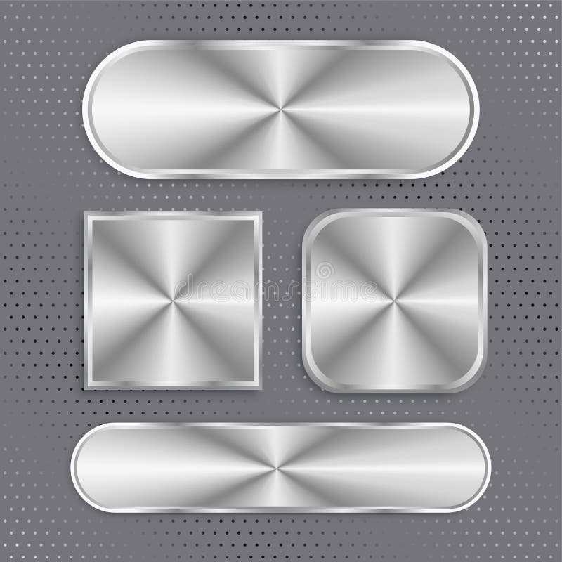 Set of Metallic Buttons with Brushed Surface Stock Vector ...