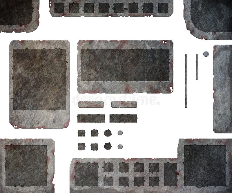 Set of metallic elements stock illustration. Illustration of blank ...